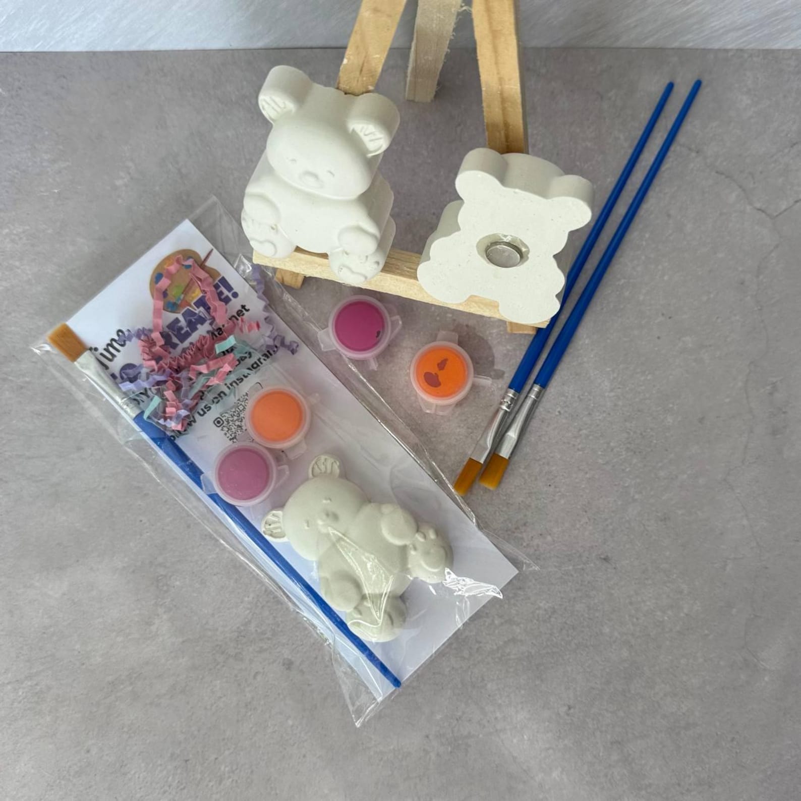 Paint Your Own Bear Magnet Craft Kit | Plaster Teddy Bear Painting ...
