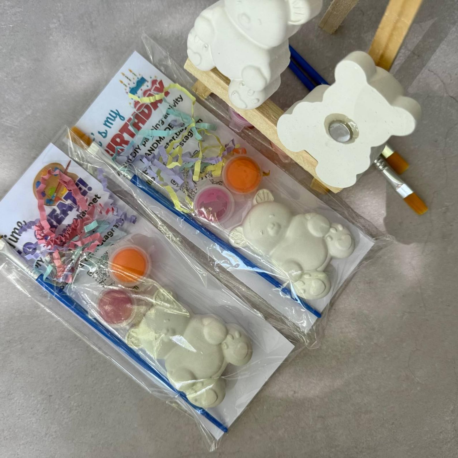Paint Your Own Bear Magnet Craft Kit | Plaster Teddy Bear Painting ...