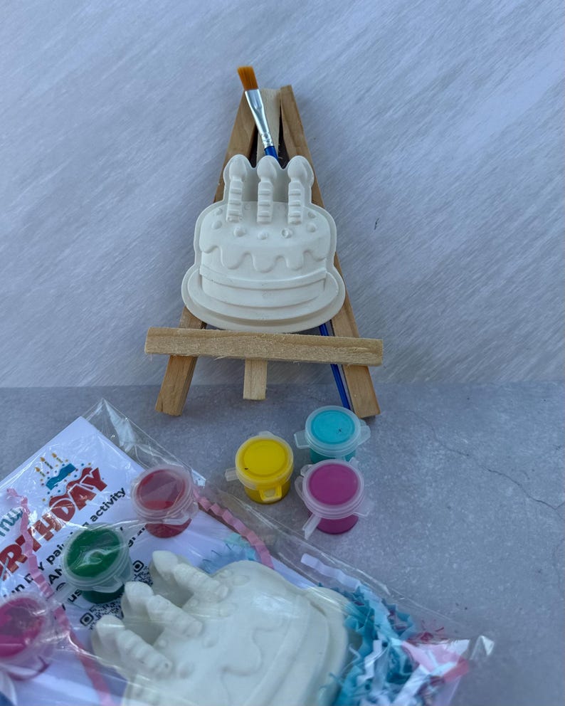 Plaster Birthday Cake Painting Kit, Kids Craft Activity, Includes ...