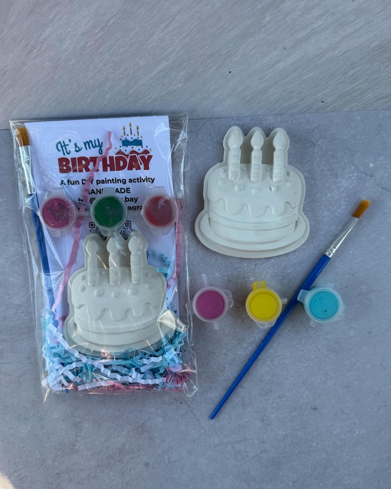 Plaster Birthday Cake Painting Kit, Kids Craft Activity, Includes ...