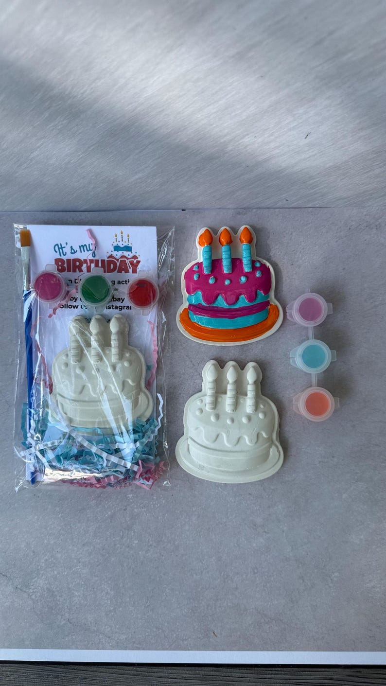 Plaster Birthday Cake Painting Kit, Kids Craft Activity, Includes ...