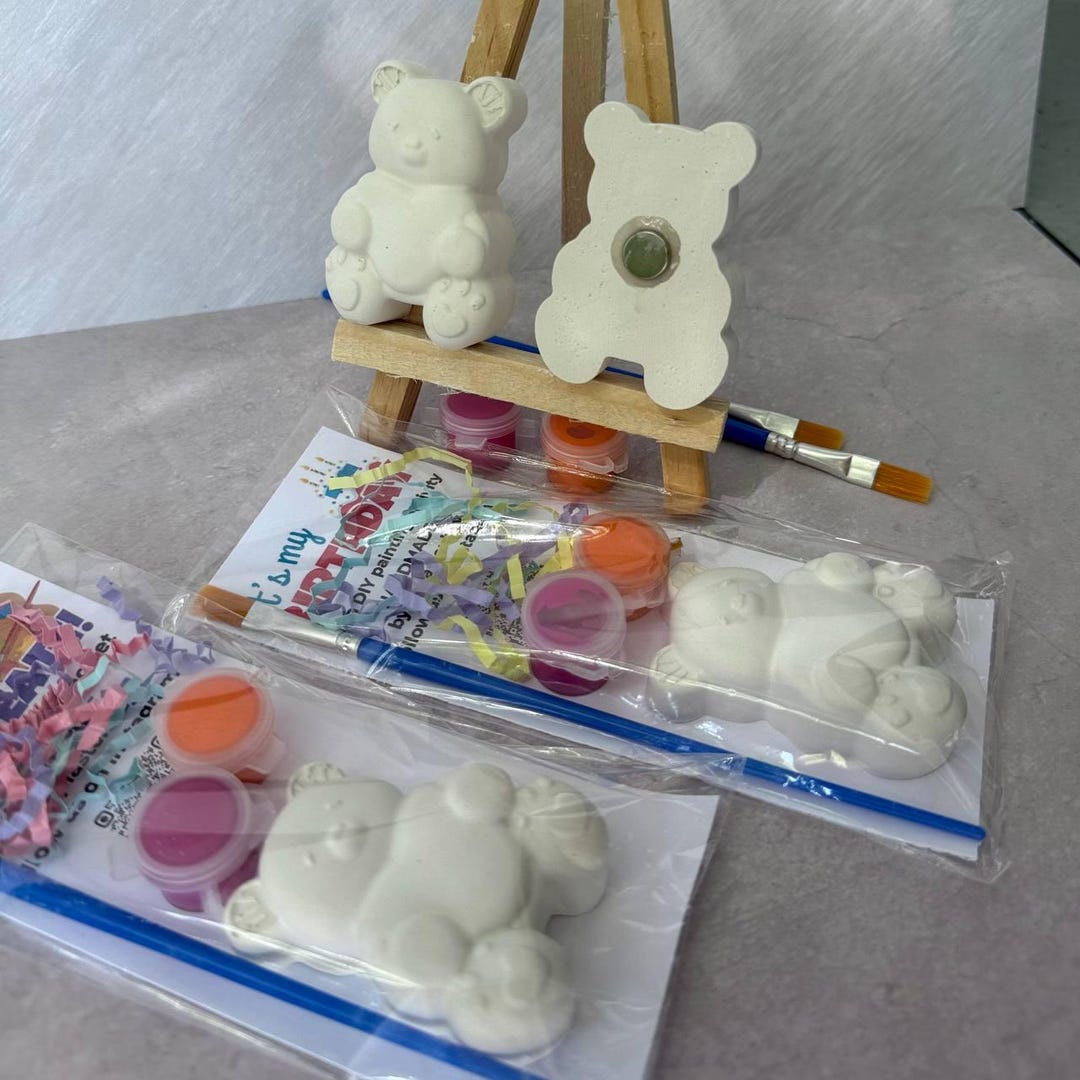 Paint Your Own Bear Magnet Craft Kit | Plaster Teddy Bear Painting ...