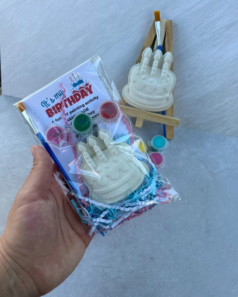 Plaster Birthday Cake Painting Kit, Kids Craft Activity, Includes ...