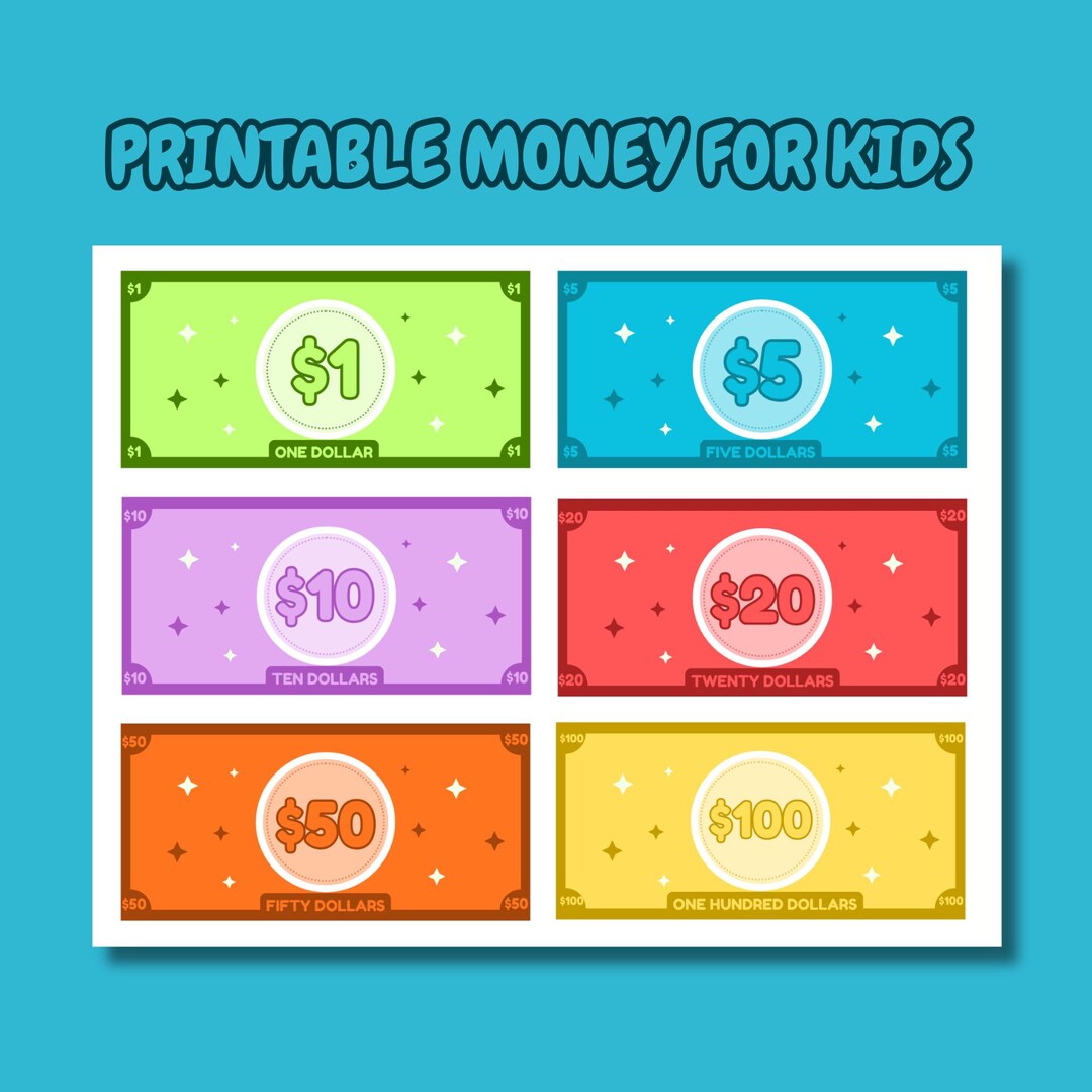 Printable Play Money for Kids | Pretend Play Cash (PDF Download) - Etsy