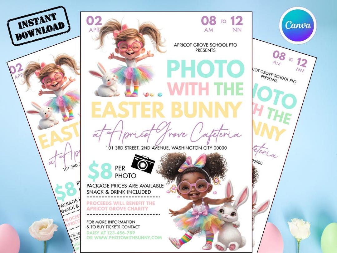 Photos With the Easter Bunny Flyer Template, Pictures Easter Bunny ...