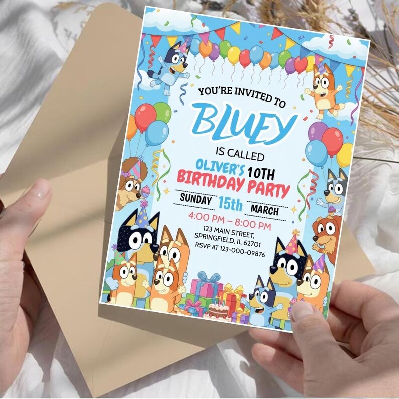 Bluey Birthday Invitation Bing Birthday Invitation Editable Bluey and ...