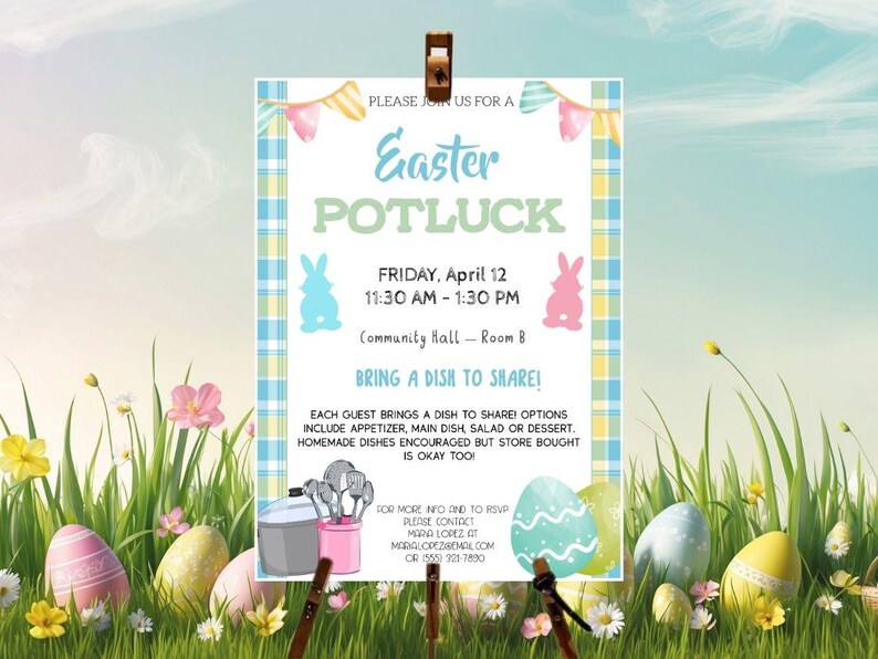 Editable Easter Potluck Invitation Template, Spring Potluck Party ...