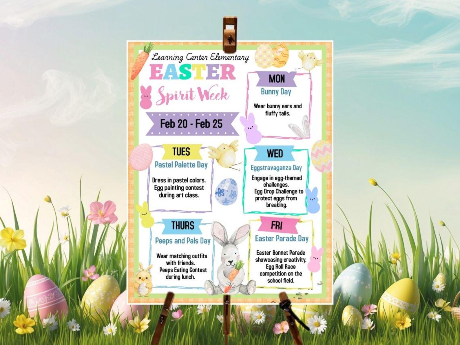 Editable Easter Spirit Week Flyer Template, Spring Dress up Days ...