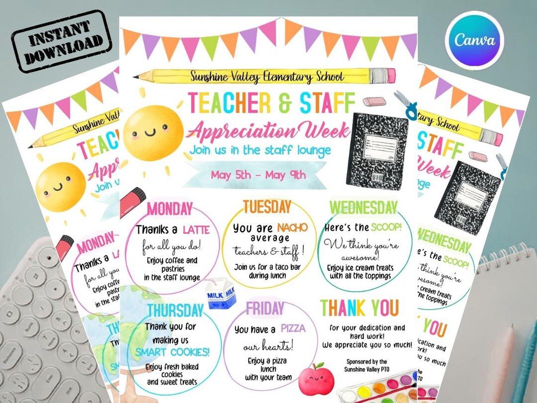 Editable Teacher Appreciation Week Flyer Template | Teacher & Staff ...