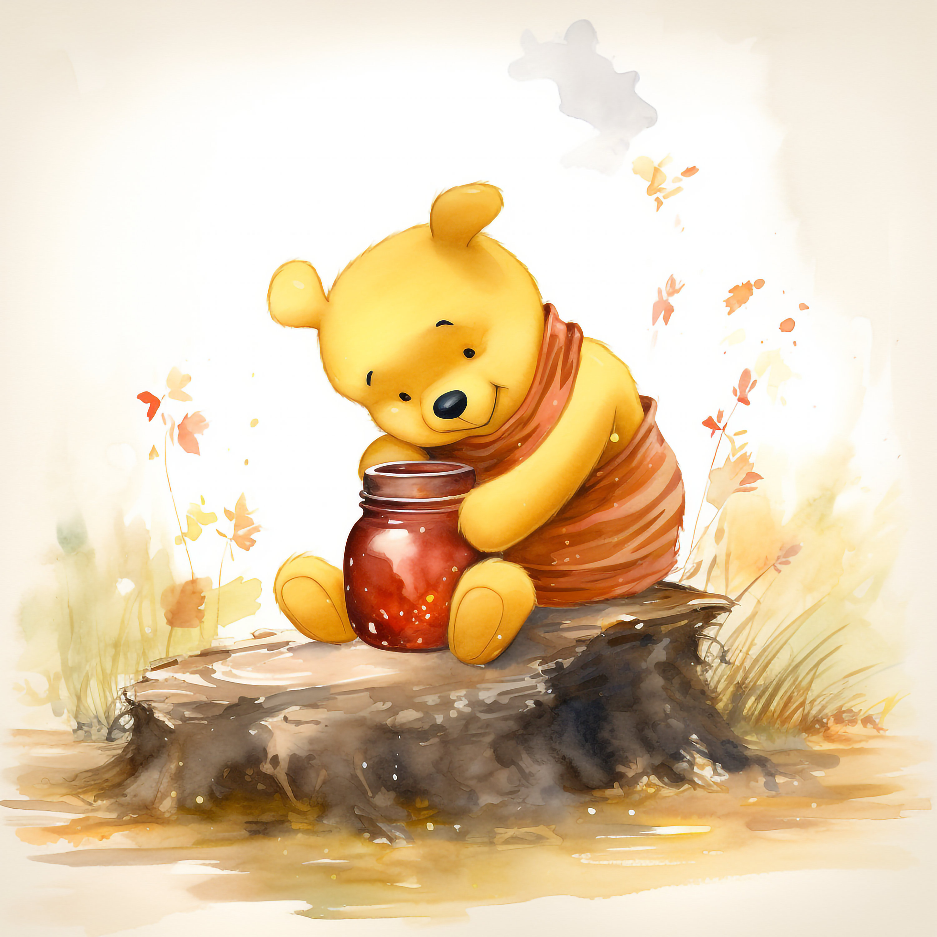 Winnie the Pooh Eating Honey Wall Art | Digital Download | Clip Art ...