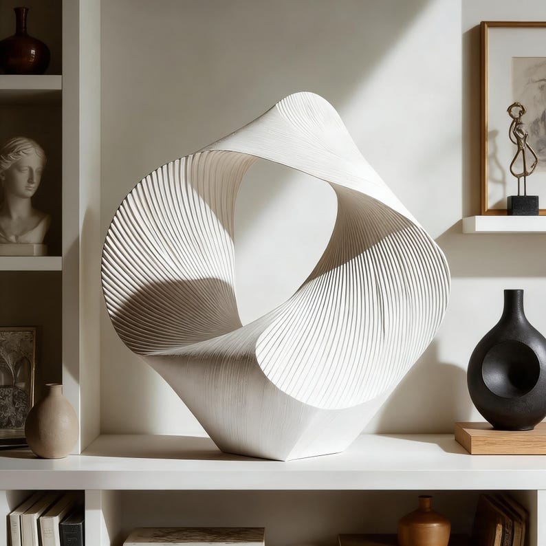 Handgemaakte abstracte sculptuur, modern decor van organische vloeibare ...