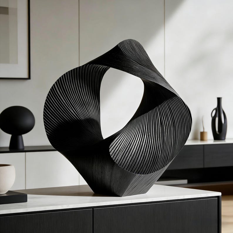 Handgemaakte abstracte sculptuur, modern decor van organische vloeibare ...