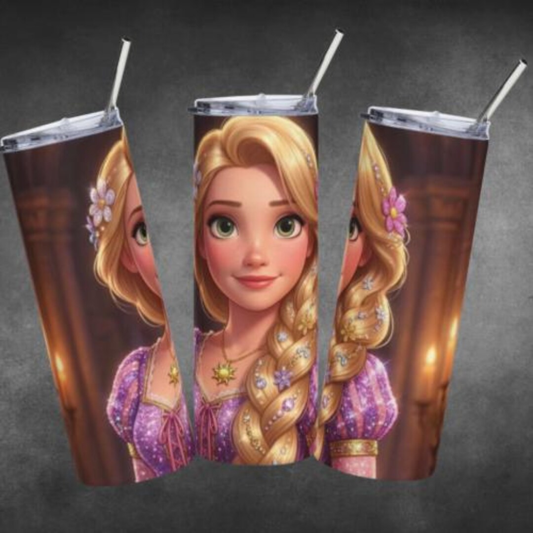Rapunzel Watercolor Tumbler Wrap PNG, 20oz Skinny Sublimation Design ...