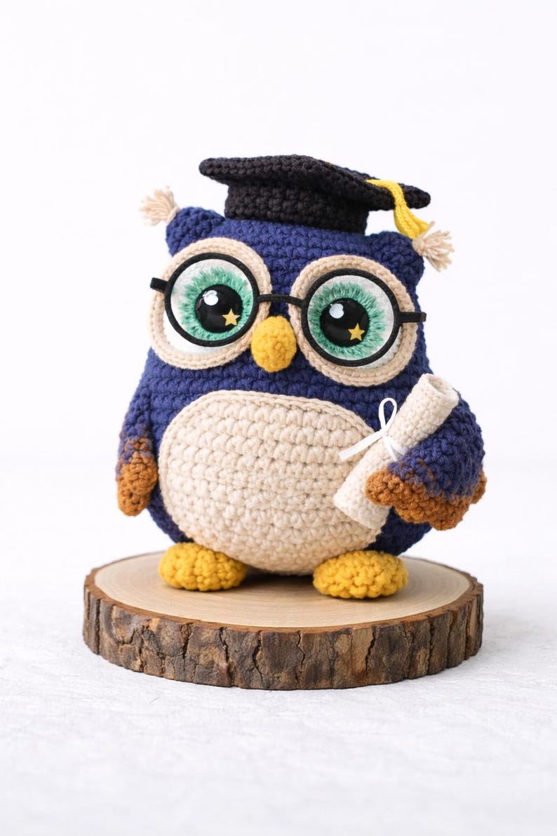Graduation Owl Crochet Pattern, Amigurumi Plush With Cap (PDF Download ...