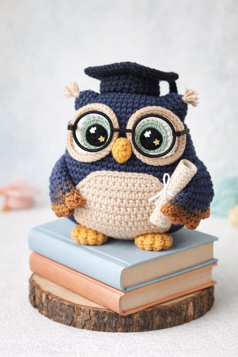 Graduation Owl Crochet Pattern, Amigurumi Plush With Cap (PDF Download ...