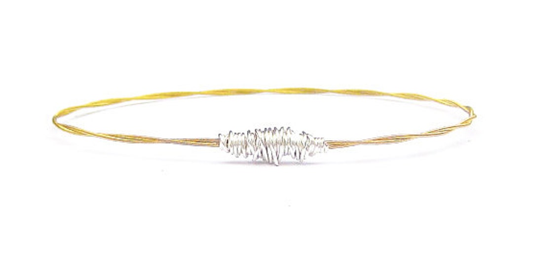 Guitar String Bracelet // Gold Bangle Bracelet // Thin Gold - Etsy