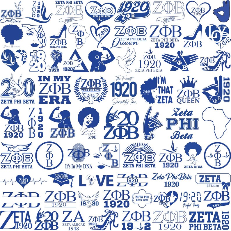Zeta Phi Beta SVG Bundle, Sorority Svg, 1920 Zeta Svg, Blue White Svg ...