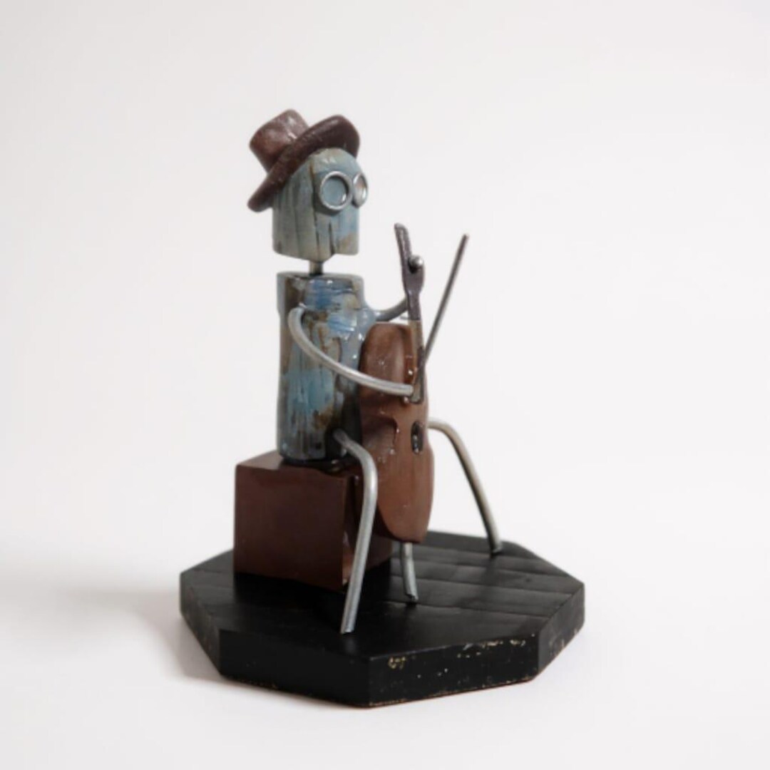 Handcrafted Cello Player Sculpture: Minimalist Music Room Decor - Etsy ...
