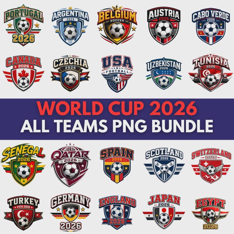 World Cup 2026 All Teams PNG Bundle | Soccer Team Logos Digital ...