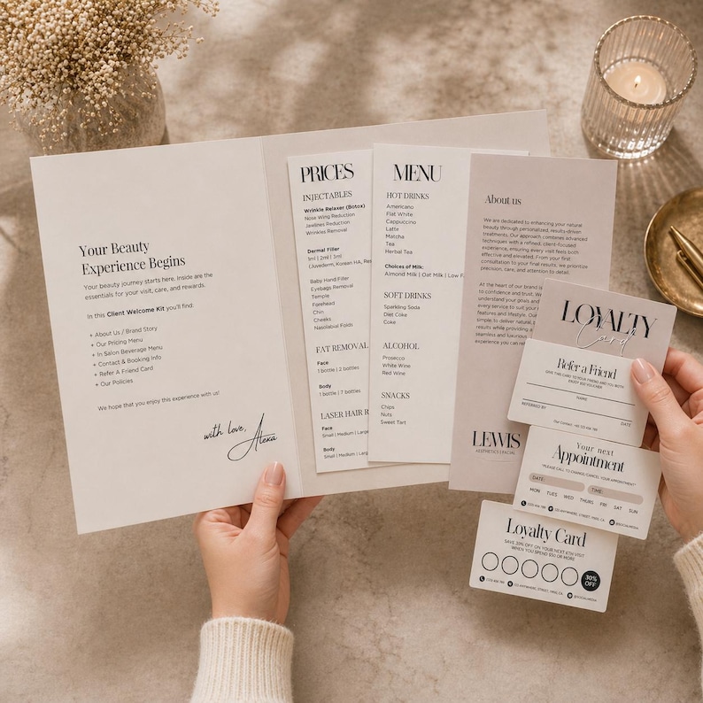 Luxury Beauty Salon Client Welcome Kit Templates Design, Editable ...