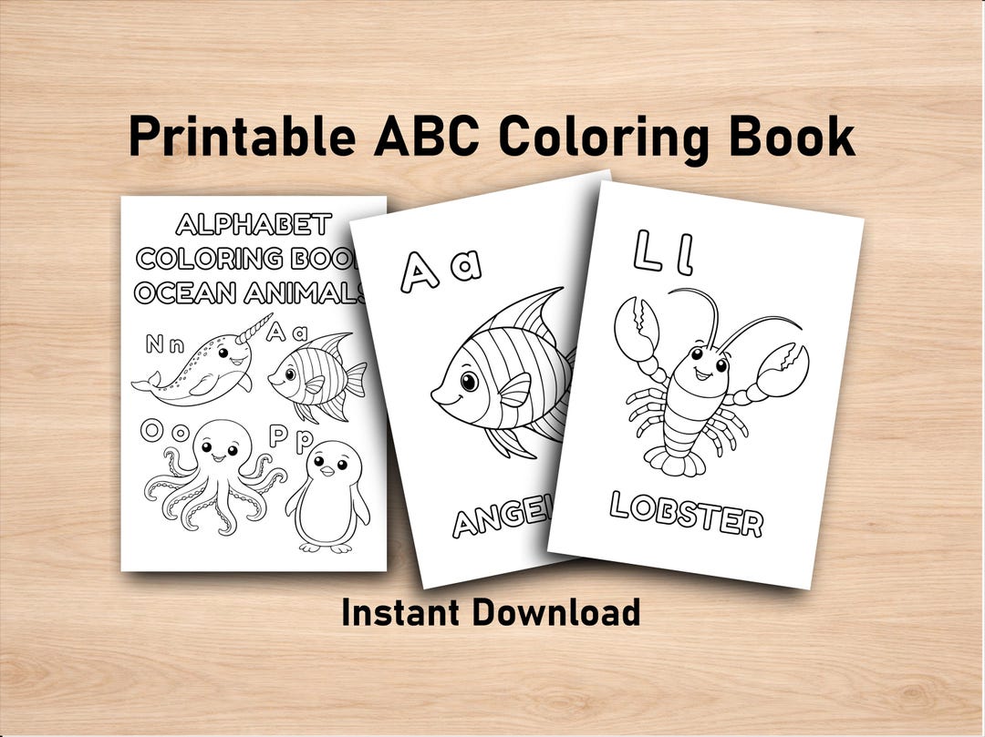 Ocean Animals ABC Coloring Pages A–Z | Preschool Alphabet Letter ...