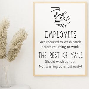Employee Bathroom Washroom Sign Digital File You Print - Etsy