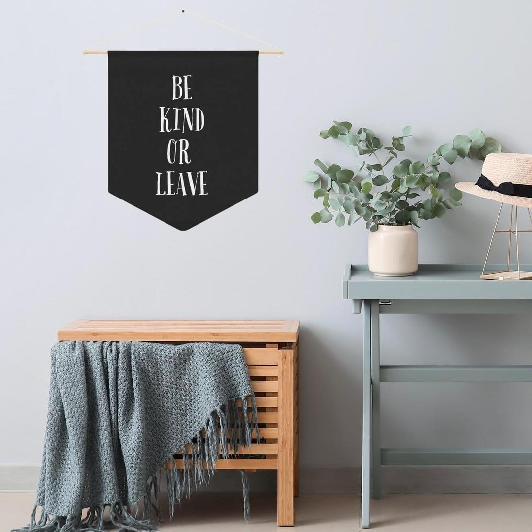 Be Kind or Leave Minimalist Wall Hanging, Funny Pennant Banner, Office ...
