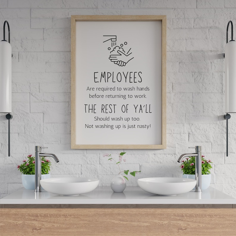Employee Bathroom Washroom Sign Digital File You Print - Etsy