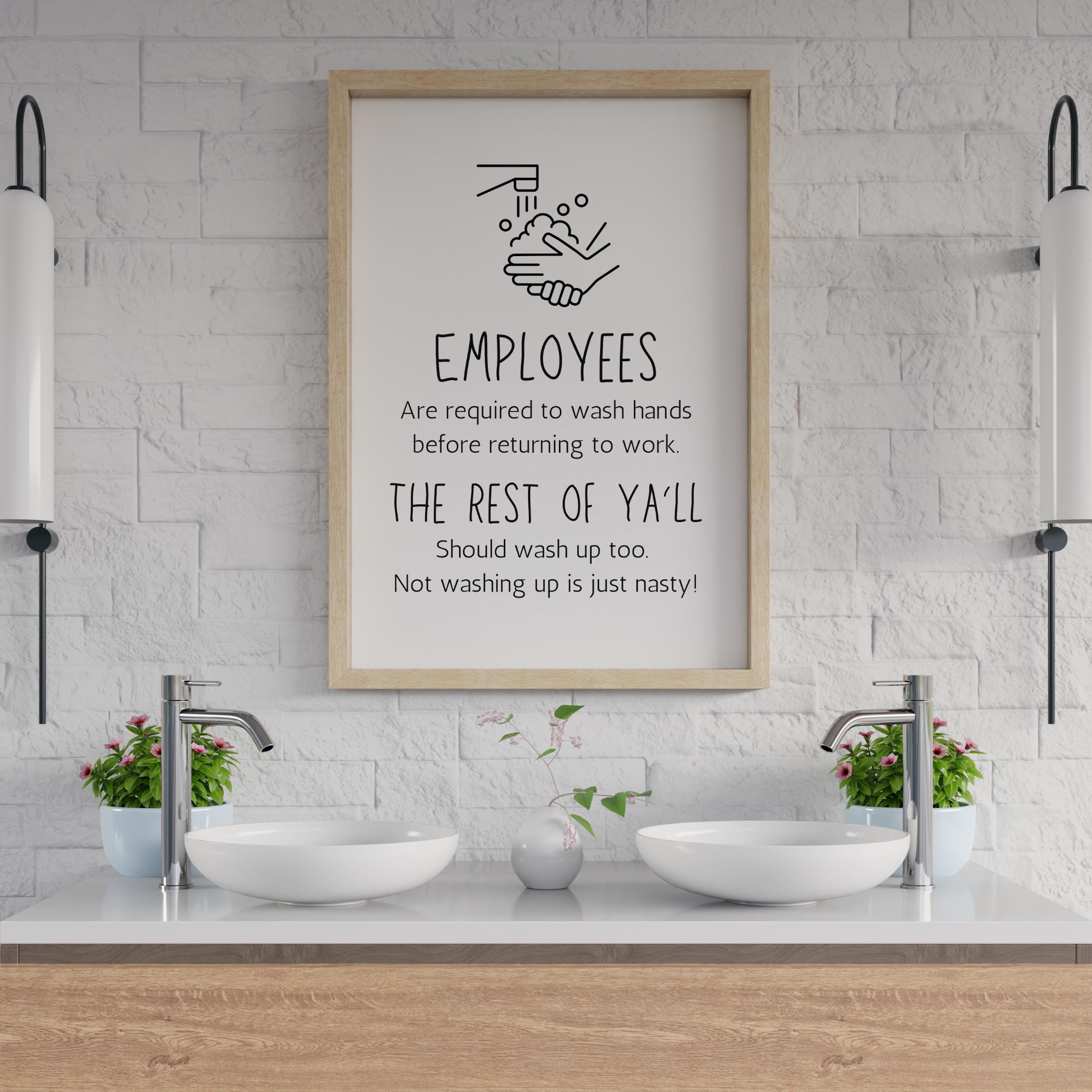 Employee Bathroom Washroom Sign Digital File You Print - Etsy