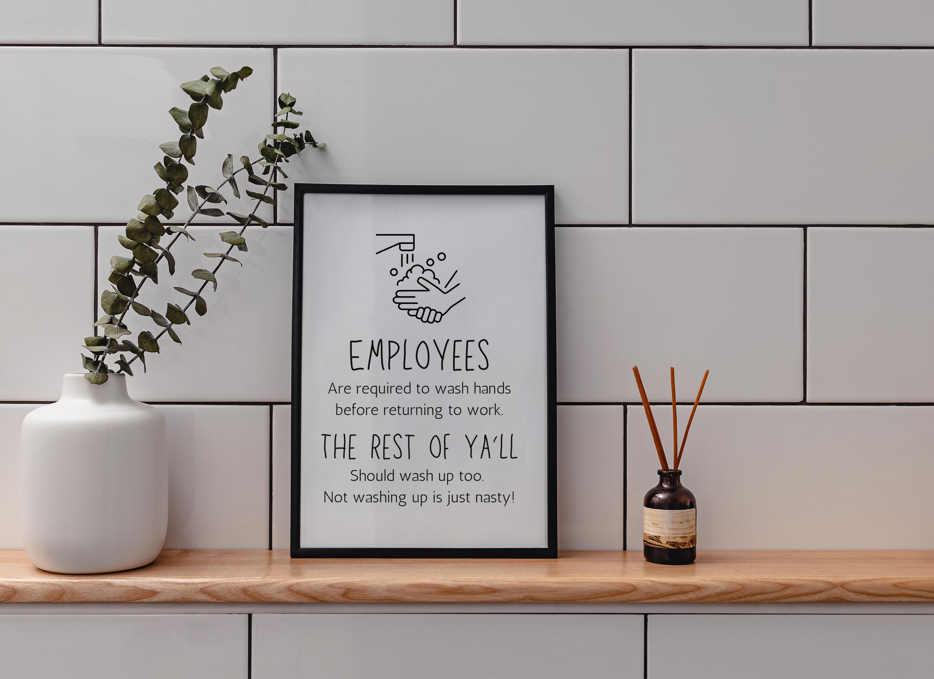 Employee Bathroom Washroom Sign Digital File You Print - Etsy