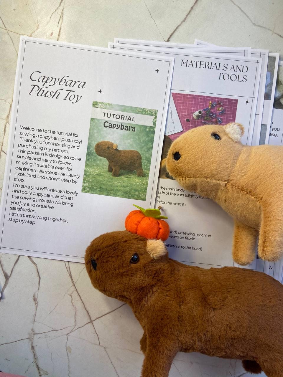 Capybara Sewing Pattern PDF Beginner Stuffed Animal Tutorial BONUS ...