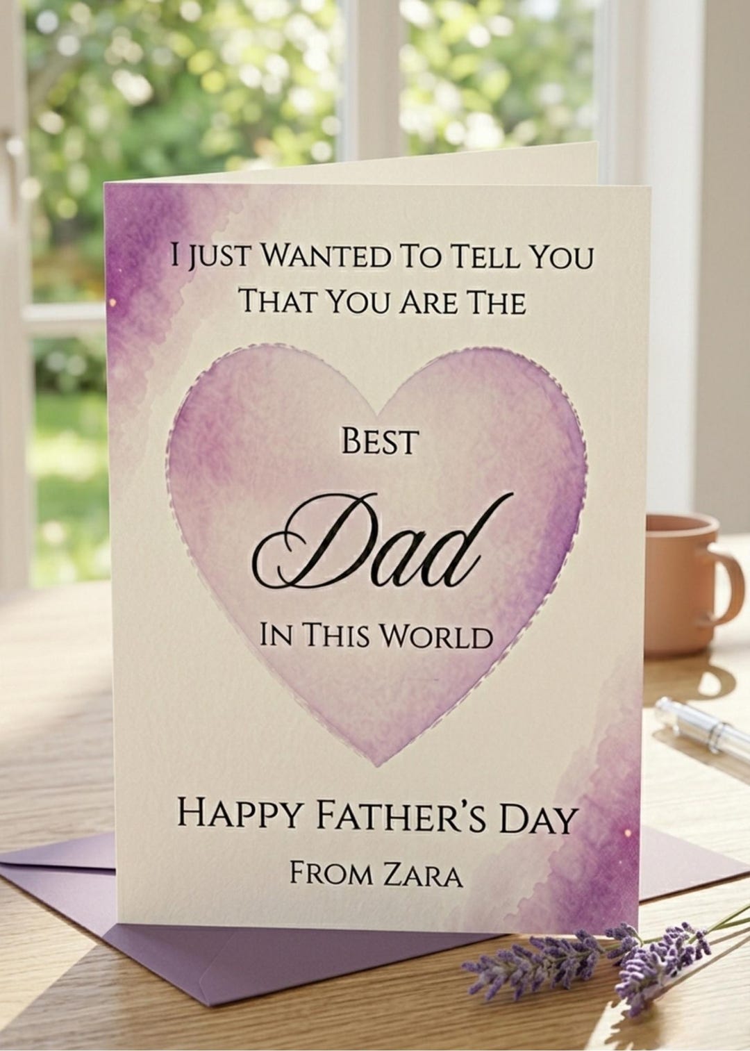 Watercolor Heart Father's Day Card for Dad, Editable Canva Template ...