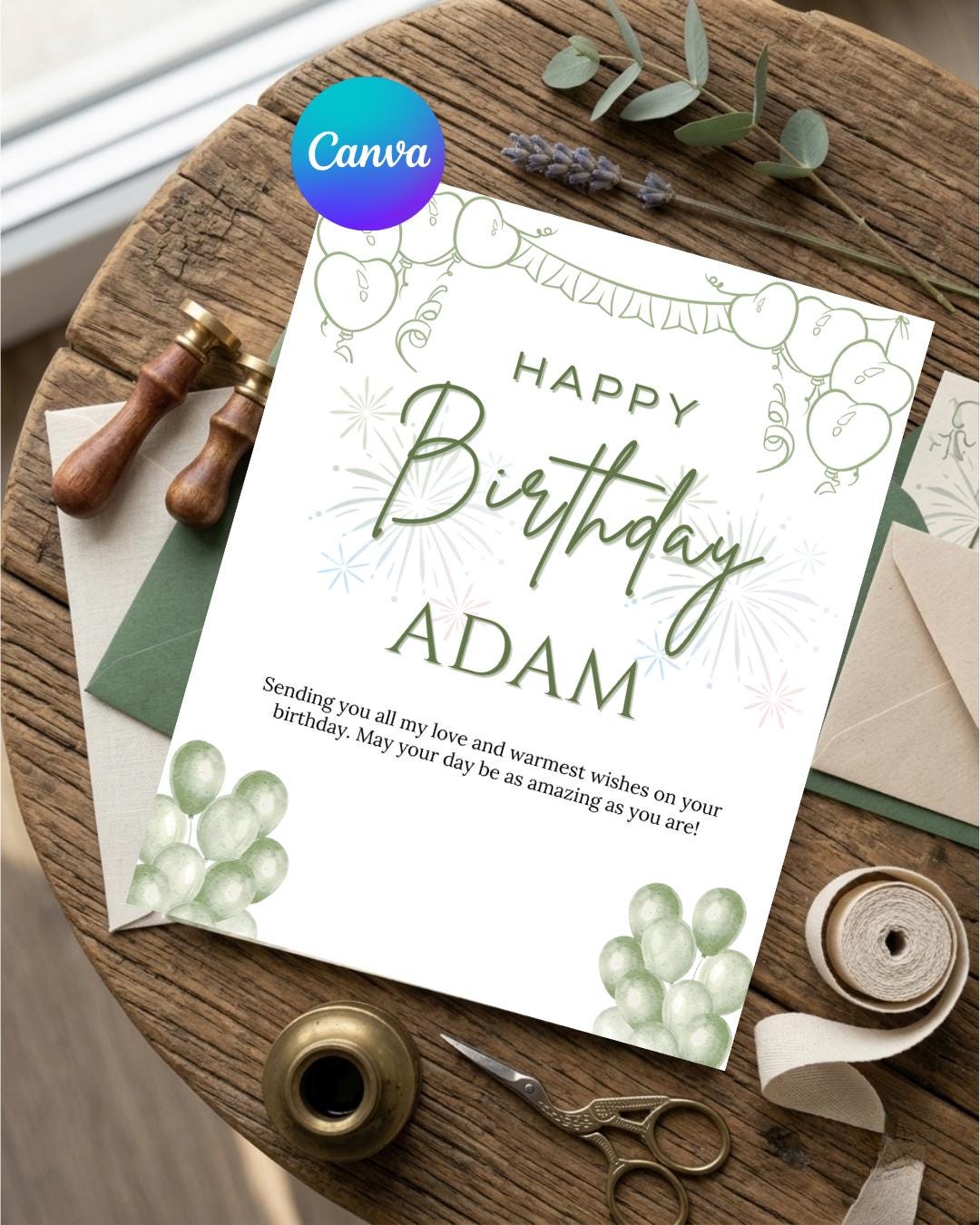 Editable Happy Birthday Printable Card - Instant Download - Birthday ...