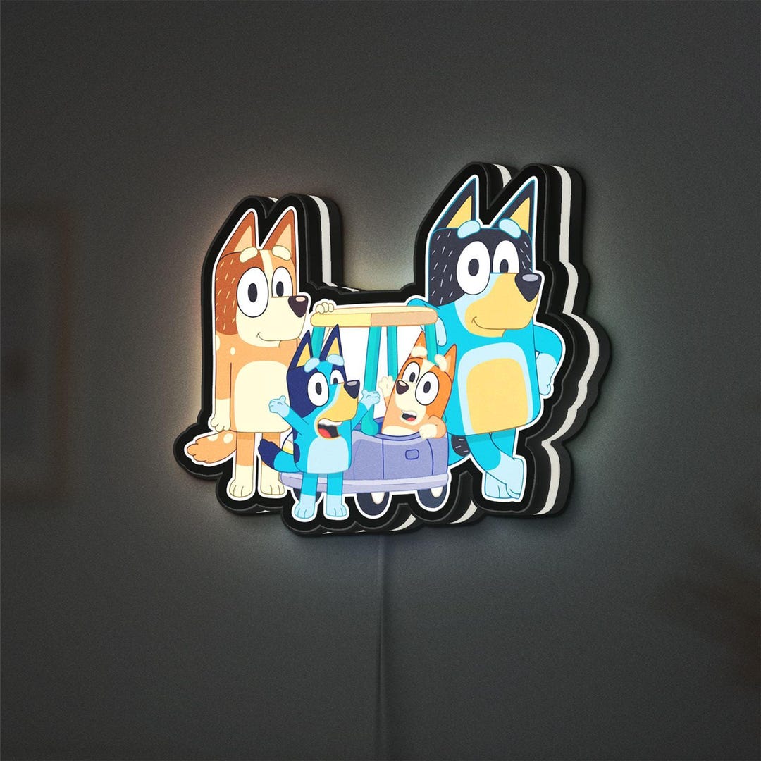 Bluey and Bingo LED Night Light, Kids Room Decor, Personalized Cartoon ...