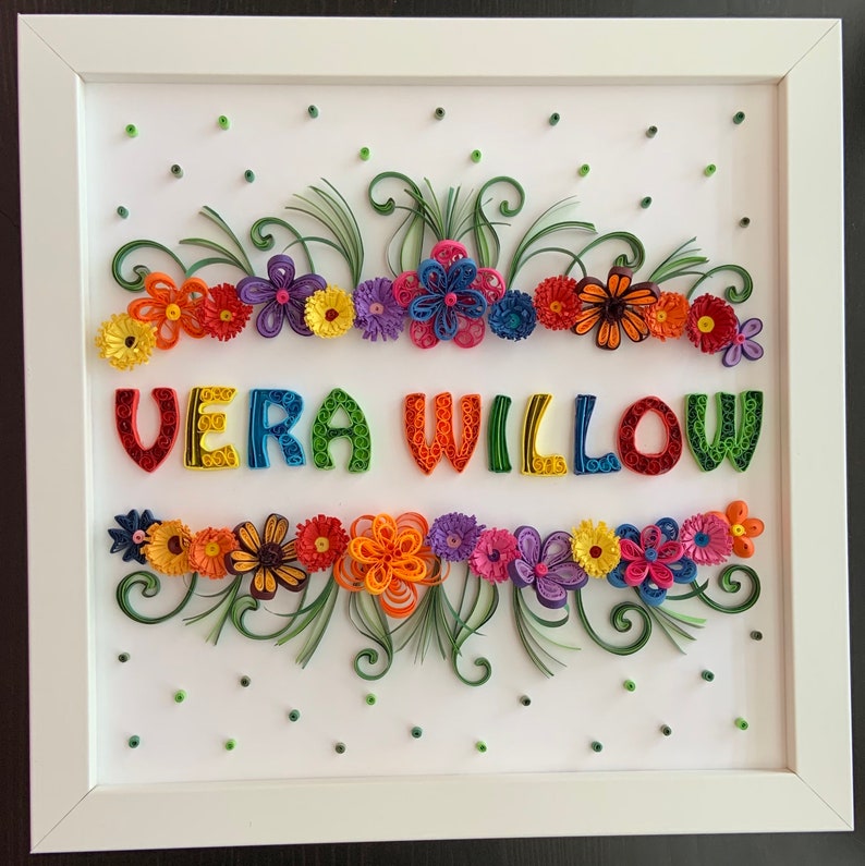 Paper Quilling Floral Name Frame, Birthday Gift, Valentines Gift ...