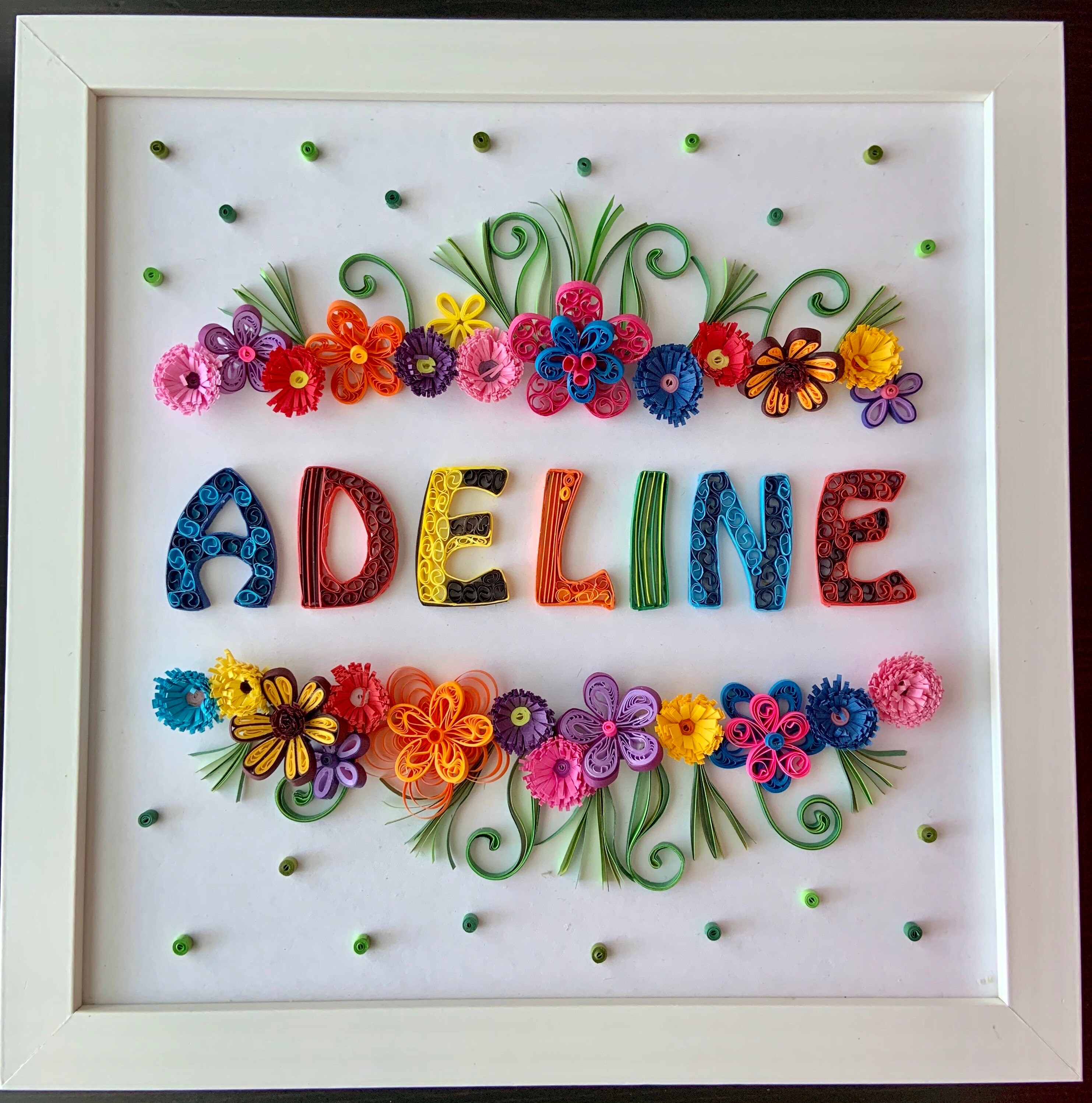 Paper Quilling Floral Name Frame, Birthday Gift, Valentines Gift ...