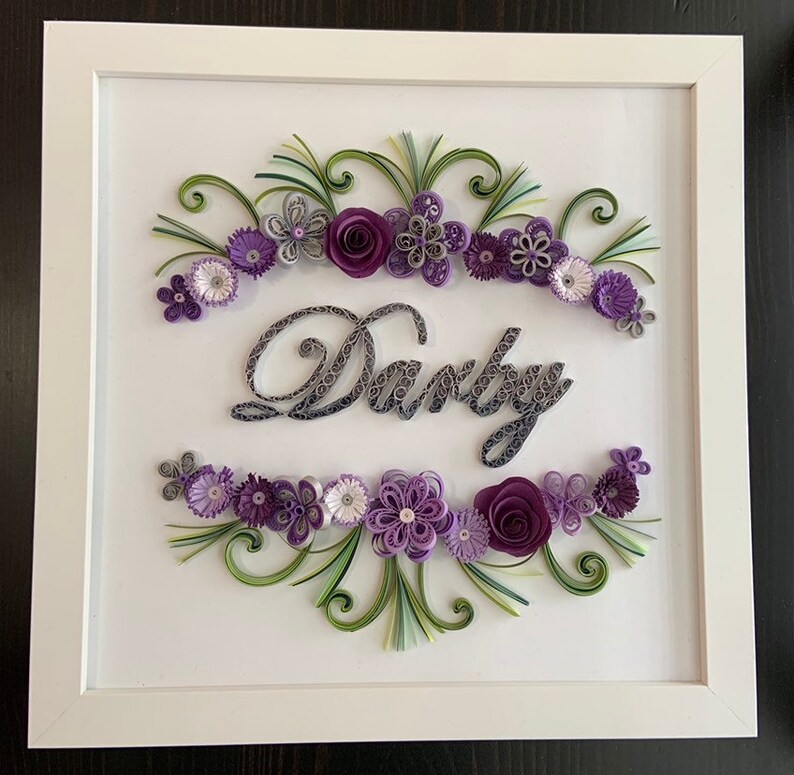 Paper Quilling Floral Name Frame Birthday Gift Mothersday - Etsy