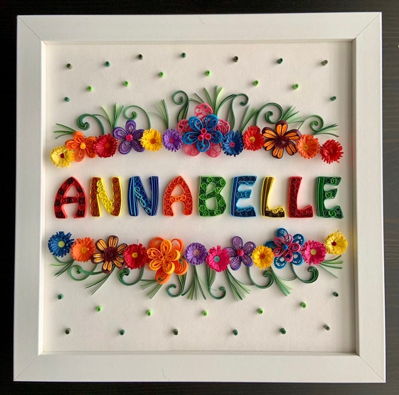 Paper Quilling Floral Name Frame Birthday Gift Valentines - Etsy