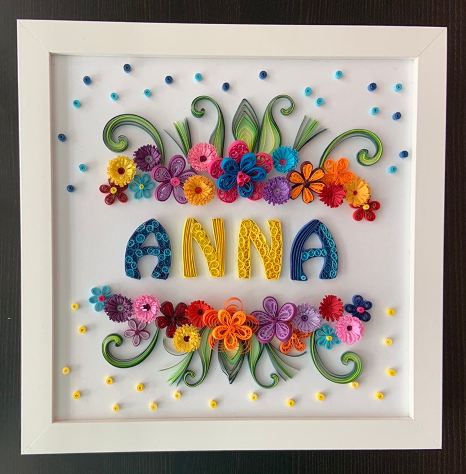 Paper Quilling Floral Name Frame Birthday Gift Valentines - Etsy