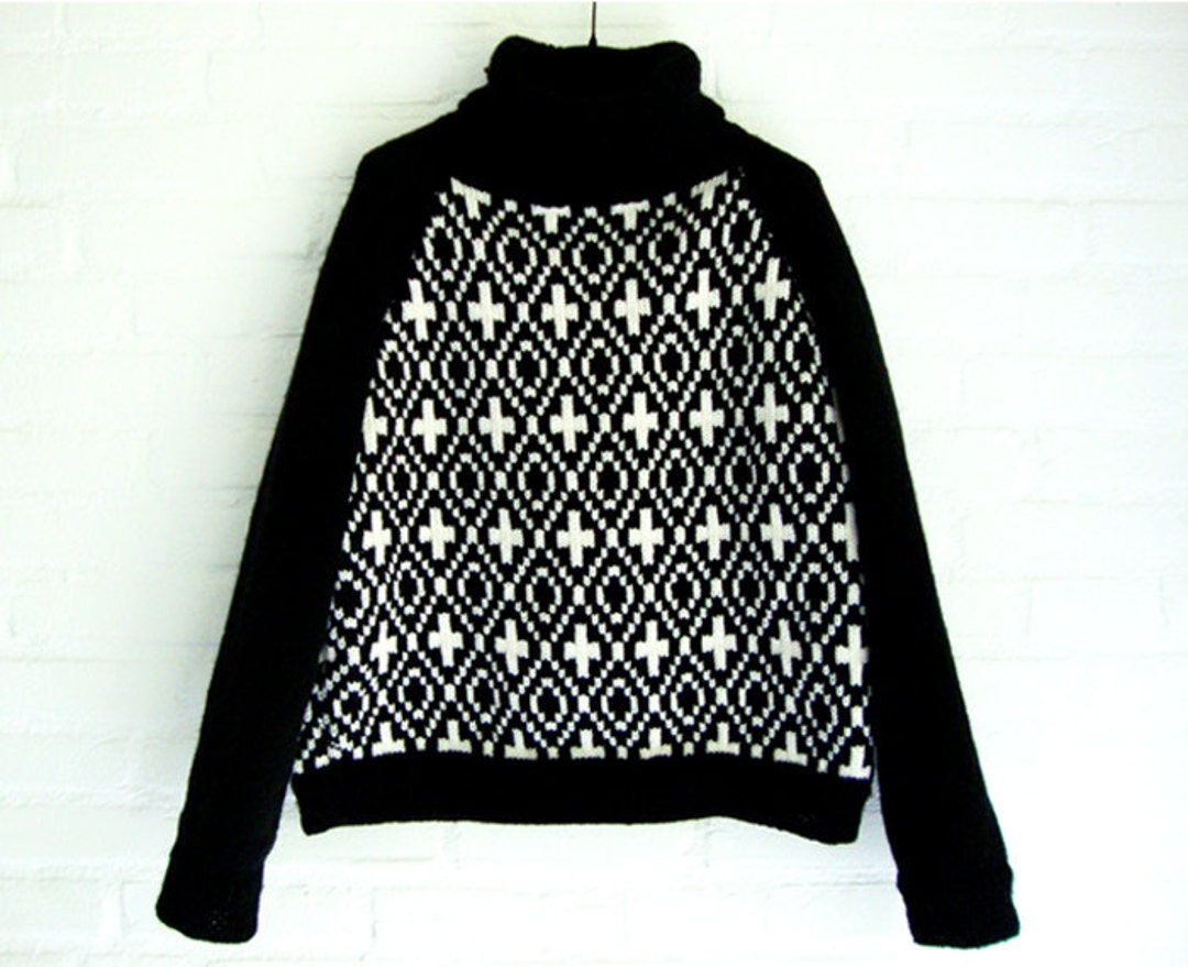Pull Col Roulé Tricoté Main Raglan Ethno-Glam Jacquard Devant - Etsy France