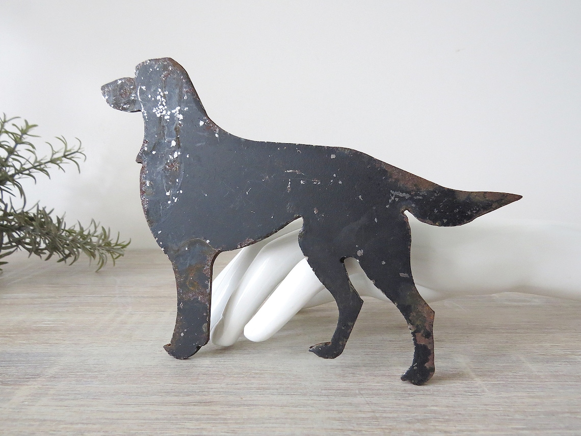 Vintage Aged Black Metal Dog Silhouette | Etsy