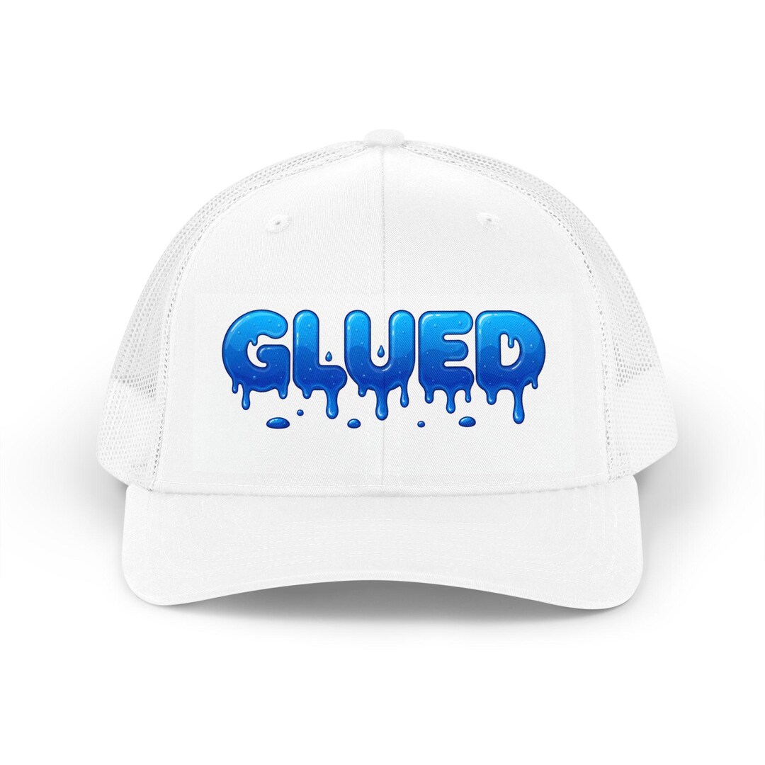 Glued Trucker Hat Retro Blue Drip Mesh Cap - Etsy