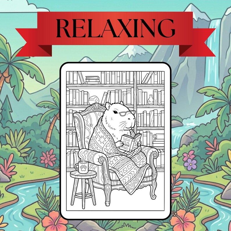 Capybara Coloring Book | Kawaii Animal Printable Pages (PDF Download ...