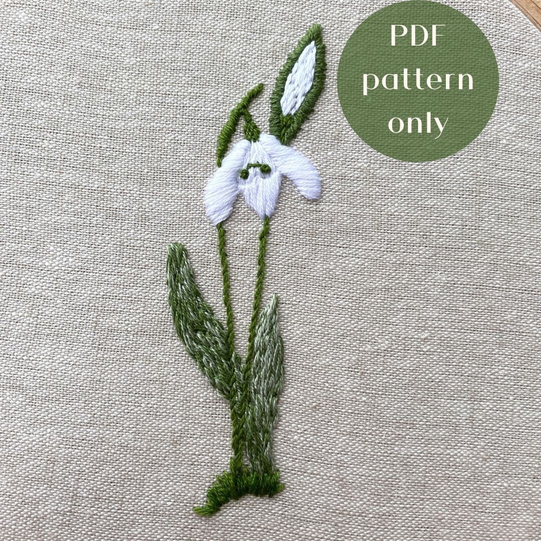 Snowdrop Embroidery PDF Pattern, Template Only. Digital Design for DIY ...