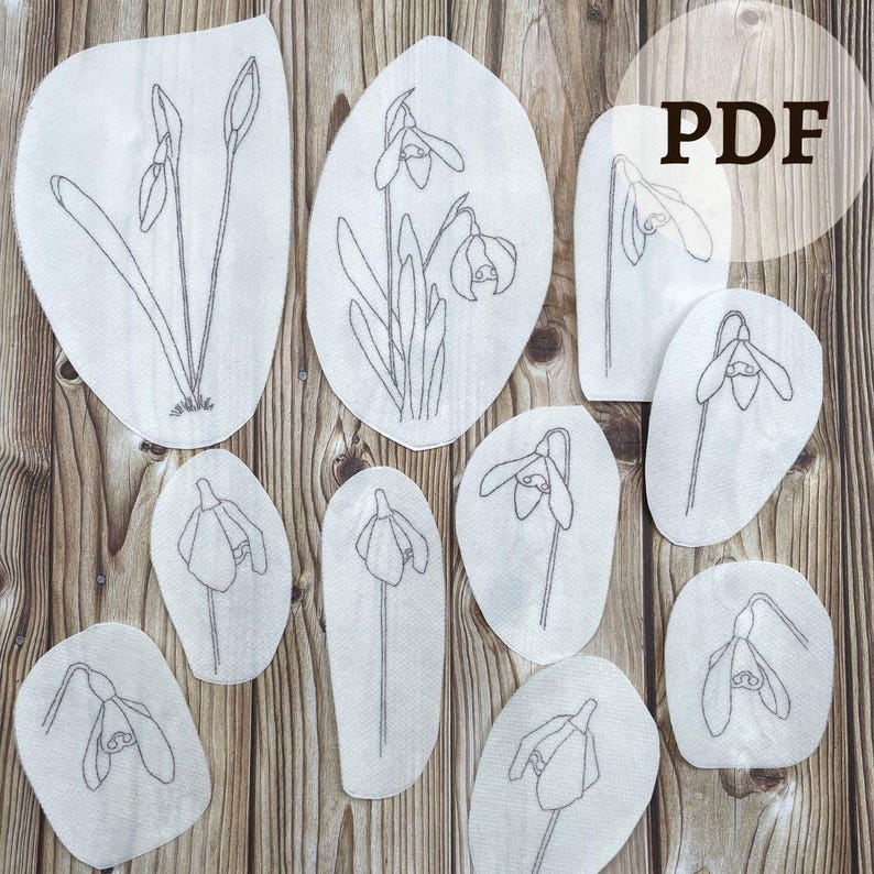 Printable Snowdrop Embroidery Patterns. PDF Templates for DIY Hand ...