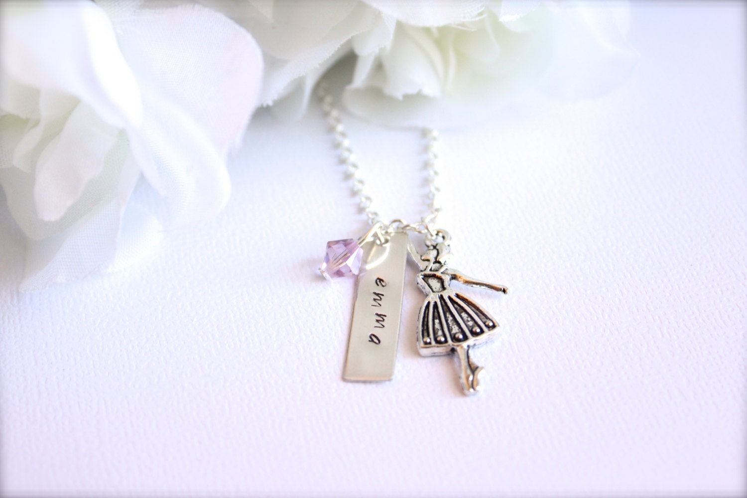 Dancing Ballerina Sterling Silver Personalized Name Tag Dance - Etsy