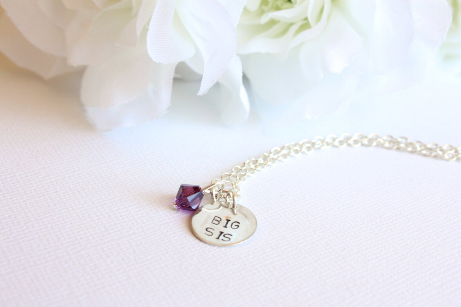 Big Sister Necklace Sterling Silver Hand Stamped Charm - Etsy