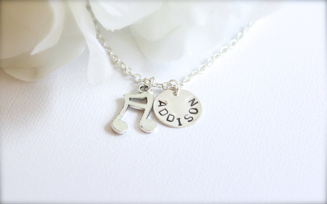 Music Note Necklace Personalized Sterling Silver Hand Stamped - Etsy