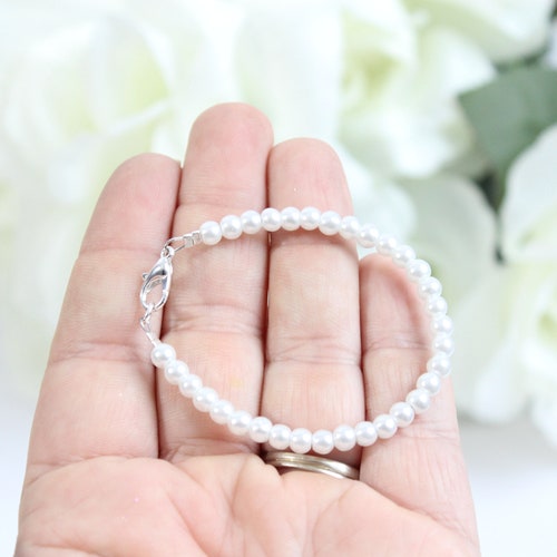 Little Girls Pearl Bracelet 1st Pearls Baby Girl Keepsake - Etsy