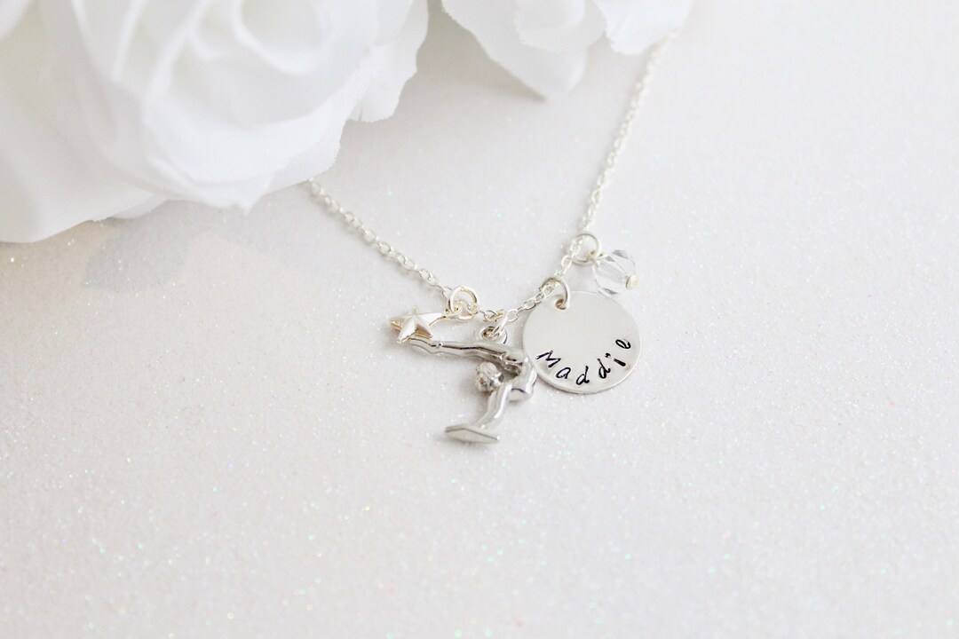 Gymnastics Necklace - Personalized Sterling Silver Name Charm - Girls ...